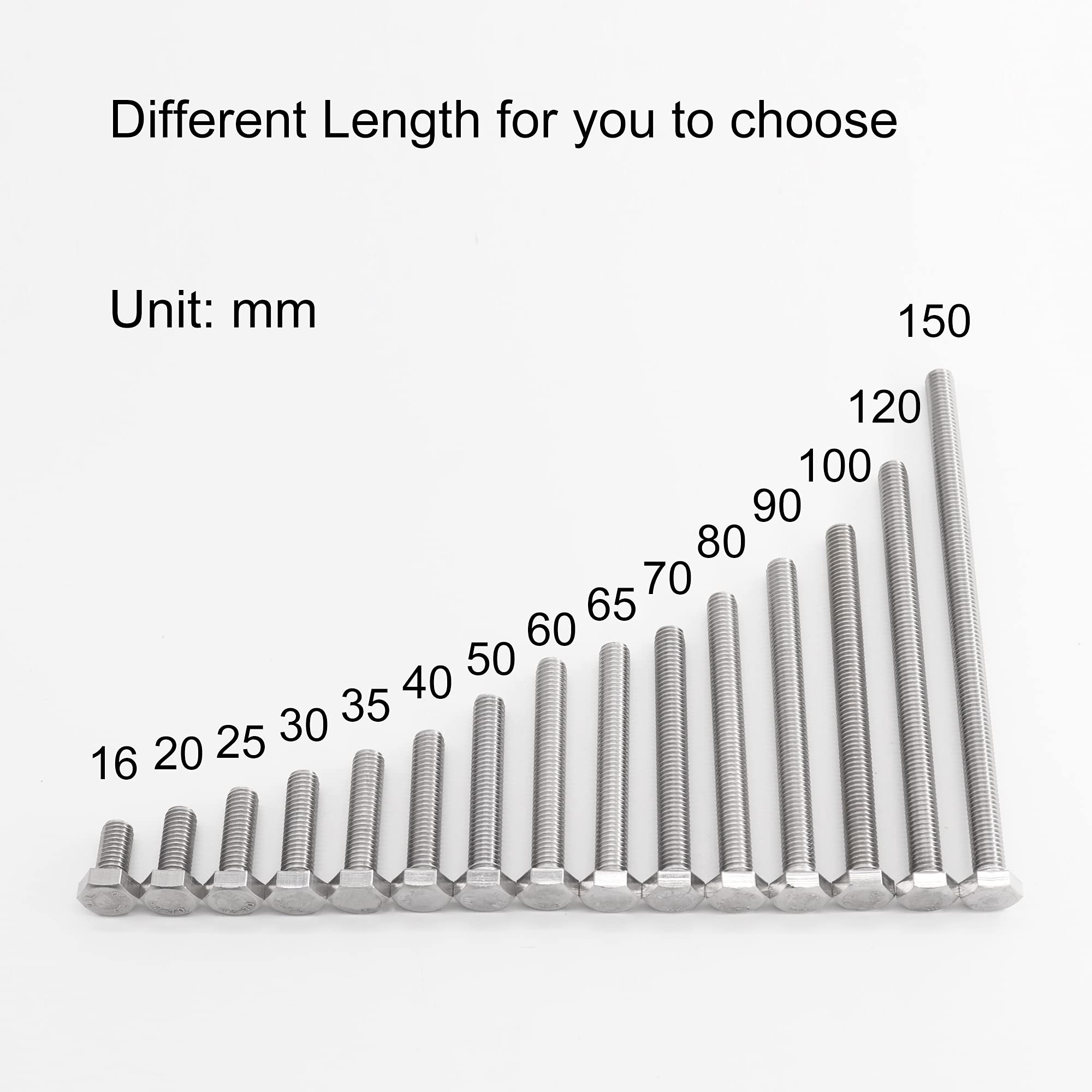 VictorsHome M8 Hex Head Bolt Screw, M8-1.25 x 20mm Stainless Steel 18-8 304 A2-70 Fully Threaded Hex Bolts 5pcs