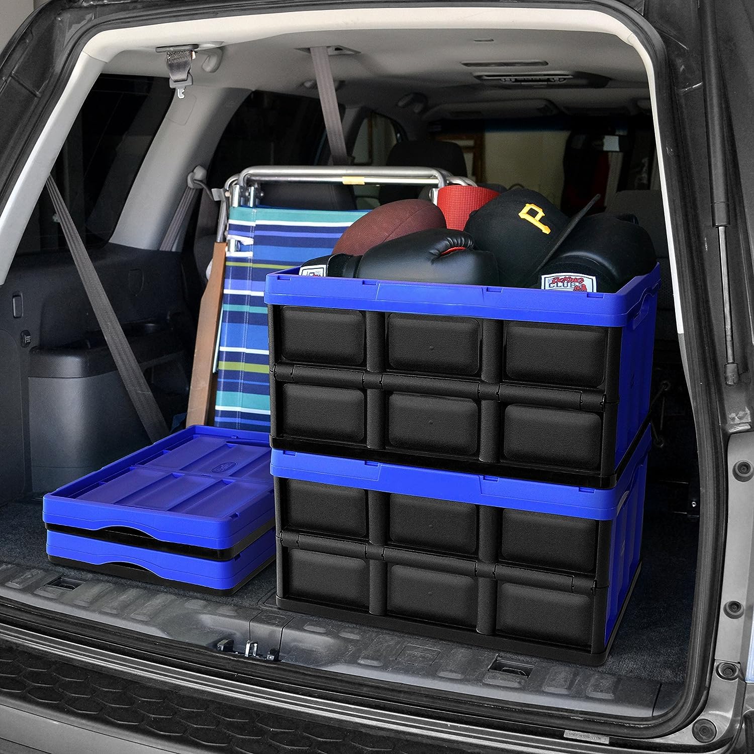 3-Pack of 62L Collapsible Stackable Storage Bins - Perfect for Organizing, Toys, and Heavy-Duty Storage,Each hold 100lbs, (Black) (Black)