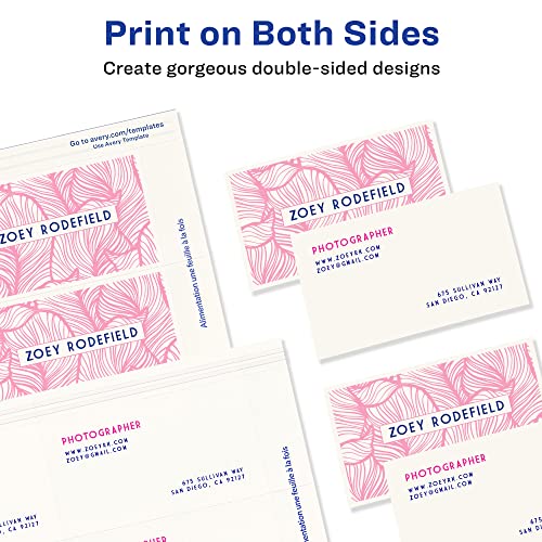 Avery Clean Edge Printable Business Cards with Sure Feed Technology, 2" x 3.5", White, 400 Blank Cards for Laser Printers (5877)