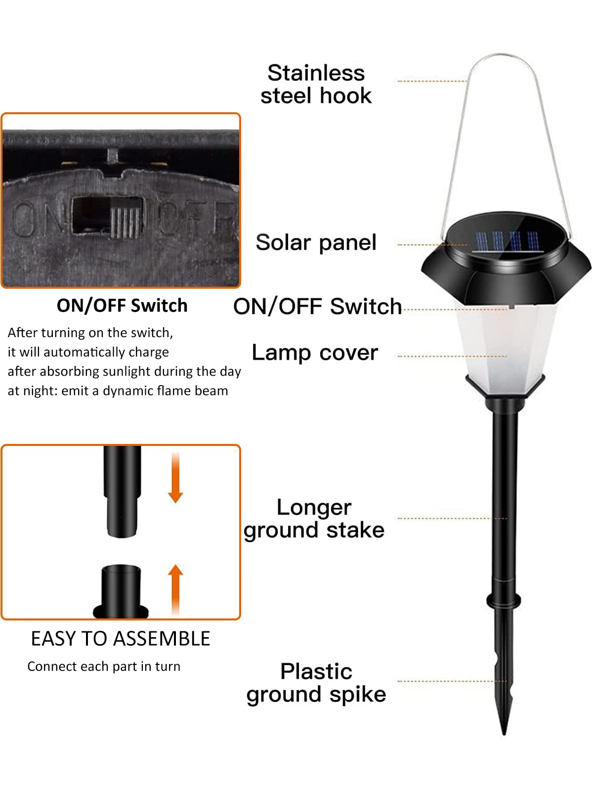 AveyLum Solar Flame Torch Light Outdoor Solar Flickering Dancing Flame Torch Lights Security Lights Landscape Lighting for Garden, PatioYard, Pathway Decoration(4 Pack)