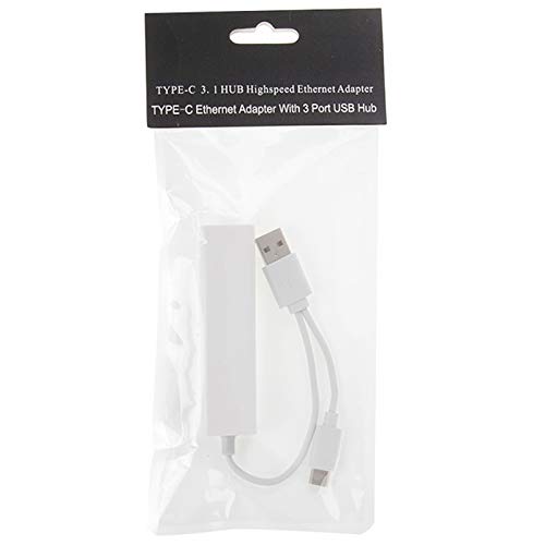 Jiali USB-C Hub Converter USB-C/Type-C 3.1 to 3 Ports USB HUB + Ethernert Adapter, for Galaxy S8 & S8 + / LG G6 / Huawei P10 & P10 Plus/Xiaomi Mi6 & Max 2 and Other Smartphones