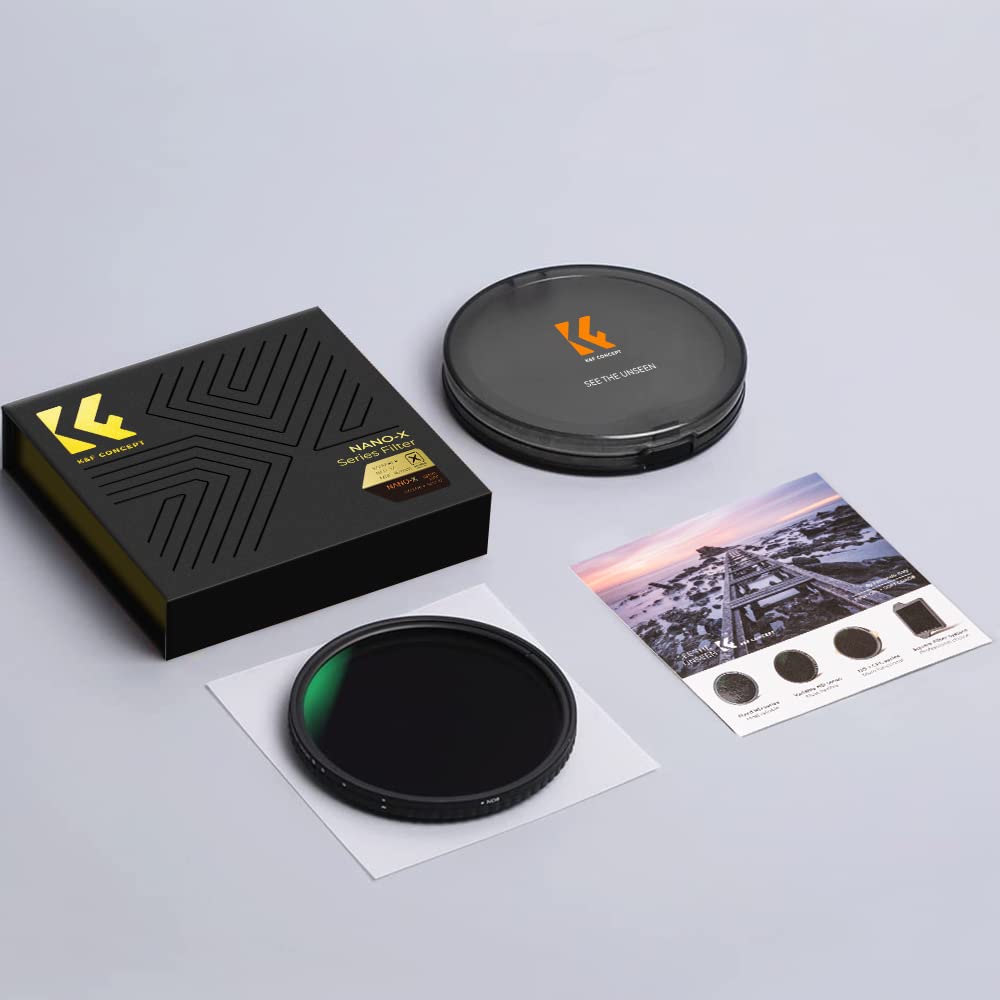 K&F Concept 72mm Variable ND Filter ND2-ND32 Camera Lens Filter (1-5 Stops) No X Cross HD Neutral Density Filter with 28 Multi-Layer Coatings Waterproof (Nano-X Series)