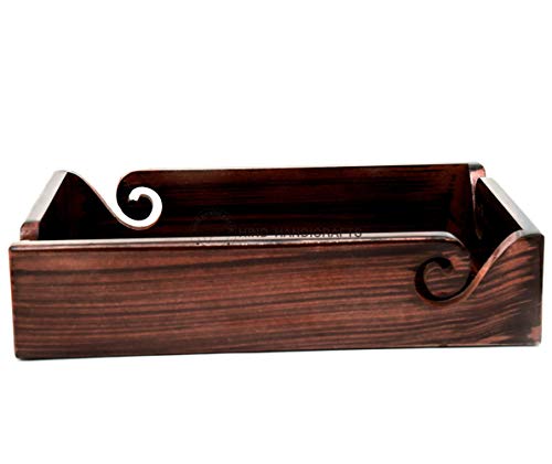 Hind Handicrafts Solid Handmade Crafted Wooden Portable Antique Yarn Storage Bowl Tray - Holder for Knitting Crochet Hook Accessories - Multipurpose Organiser (Teak Brown 1, 12" x 8" x 2.5")