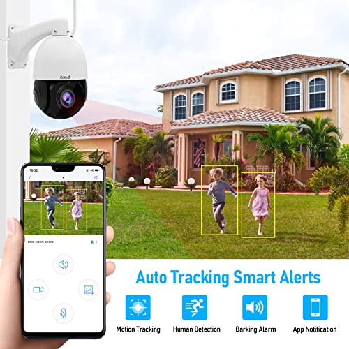 JideTech 5MP PTZ Camera Outdoor, 20X Optical Zoom Smart WiFi IP Camera with 360° Rotate,1000ft View Distance,SDM Array IR Night Vision,Auto-Tracking Detection Alarm,2-Way Audio,IP66 Waterproof