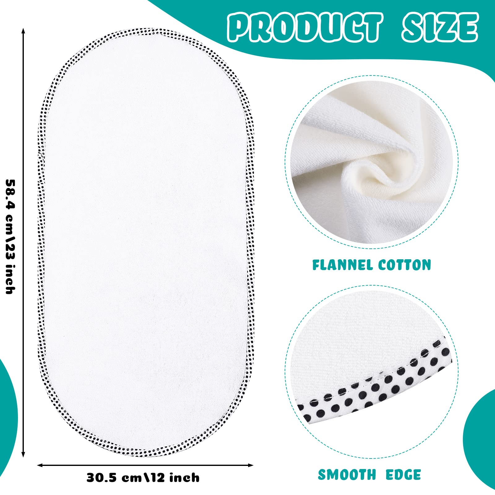 24 Pcs White Waterproof Changing Pad Liners Portable Reusable Changing Pad Liners Soft Flannel Cotton Baby Diaper Changing Table Pads for Newborn Boys Girls 12 x 23 Inch