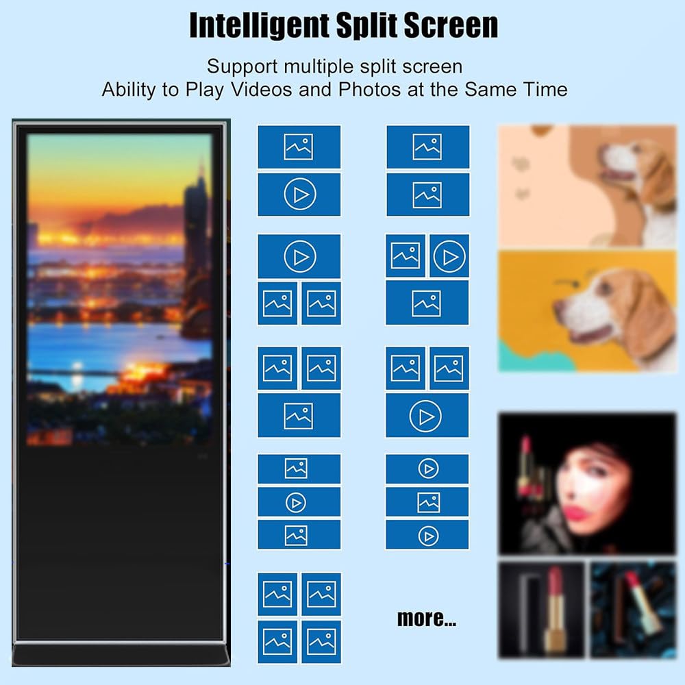 43-Inch Vertical Advertising Screen, 1GB+16GB, Floor-Standing Led Signage, 1920 * 1080P, Commercial Advertising Display, Digital Signage With Automatic Media Player,55inches