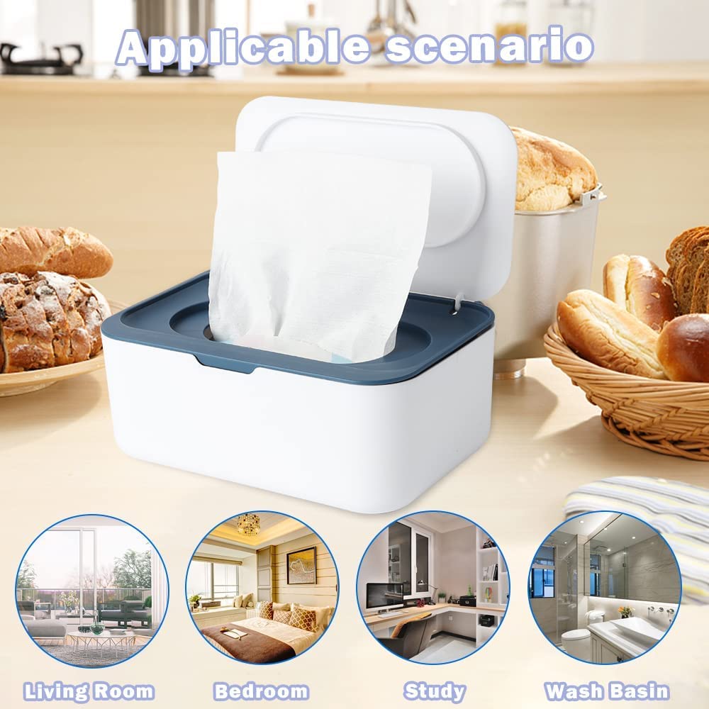 2 Pack Wipes Dispenser, Baby Diaper Wipes Case with Lids, Wipe Holder for Baby & Adult, Wipe Container with Sealing Design, Keeps Wipes Fresh Non-Slip, Easy Open/Close