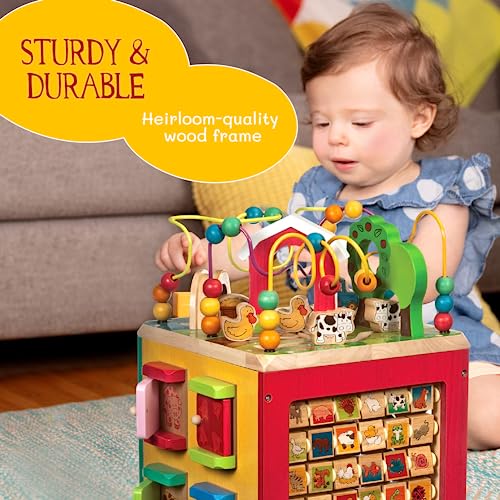 Battat β Wooden Activity Cube β Discover Farm Animals Activity Center for Kids 1 year +, Standard