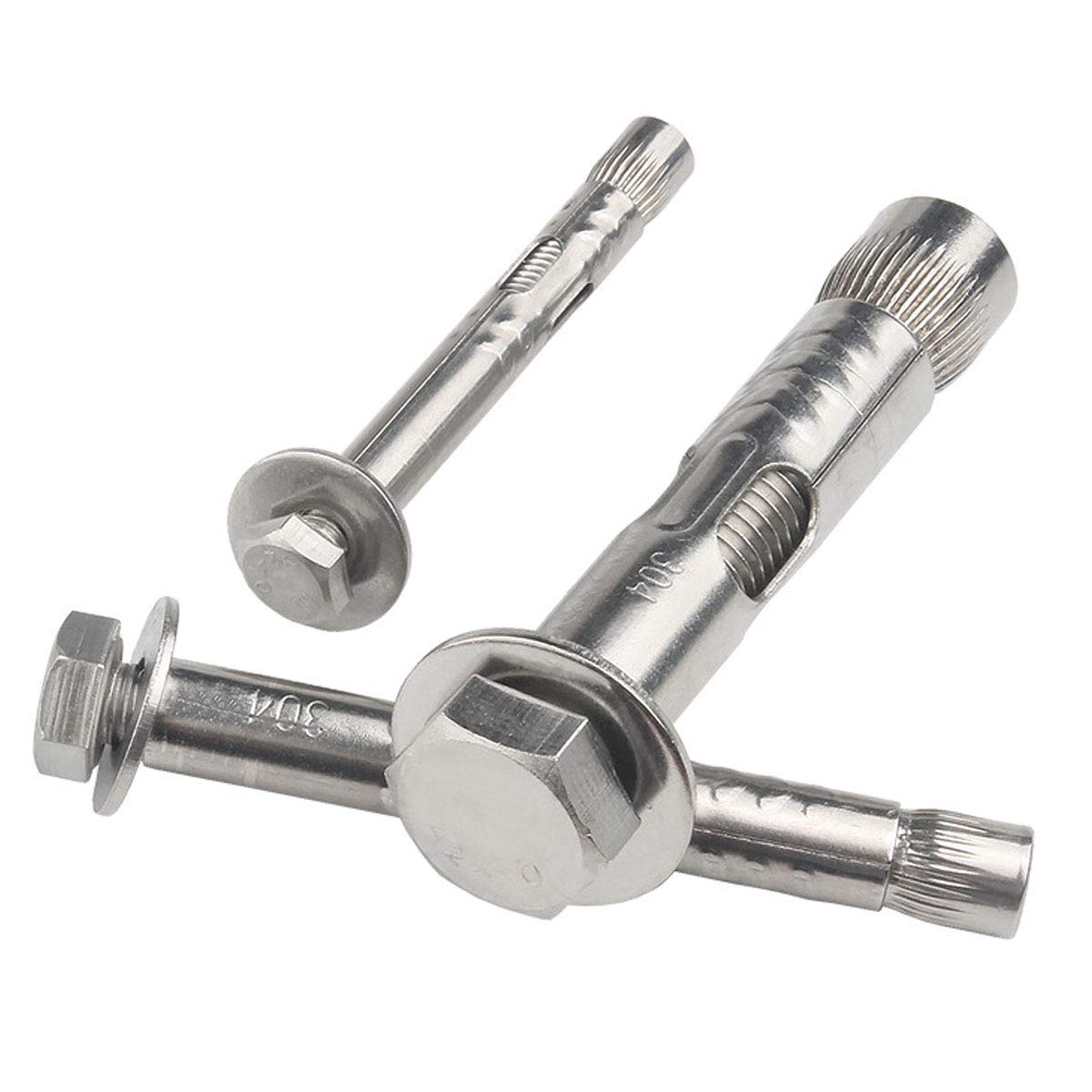 L-A Repair Part External Hex Expansion Bolt 304 Stainless Steel Expansion Bolts M8x80mm Silver (Pack of 3)