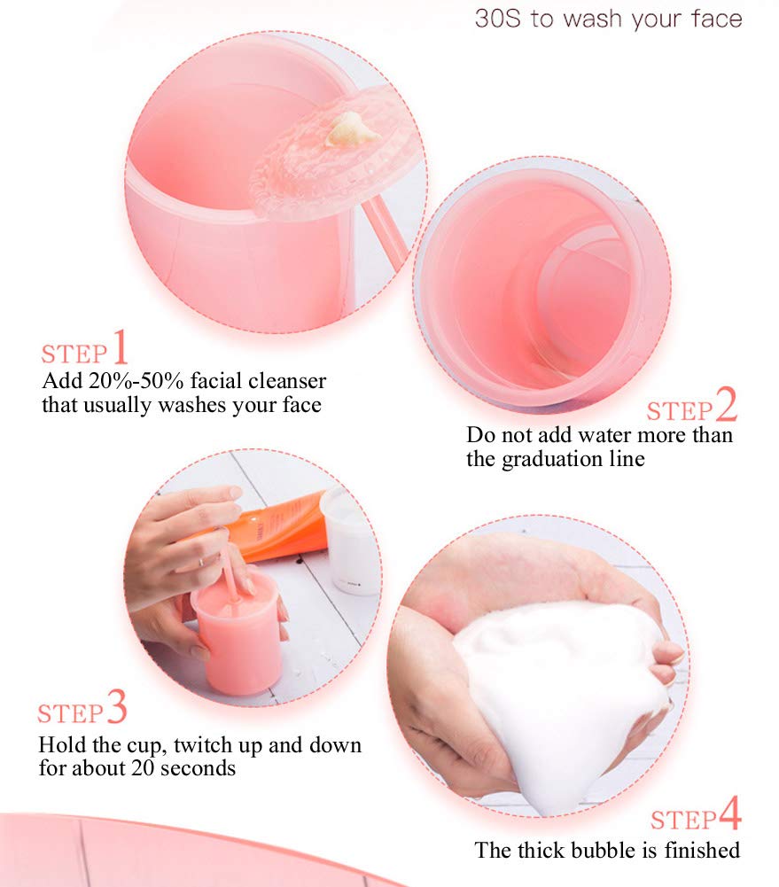 KOVCOAP Foam Maker for Face Wash, Face Wash Foamer, Cleanser Foam Maker, Marshmallow Whip Maker Skin Care, Deep Skincare Cleaner Tools for Travel Household 2 Pieces(Pink and White)