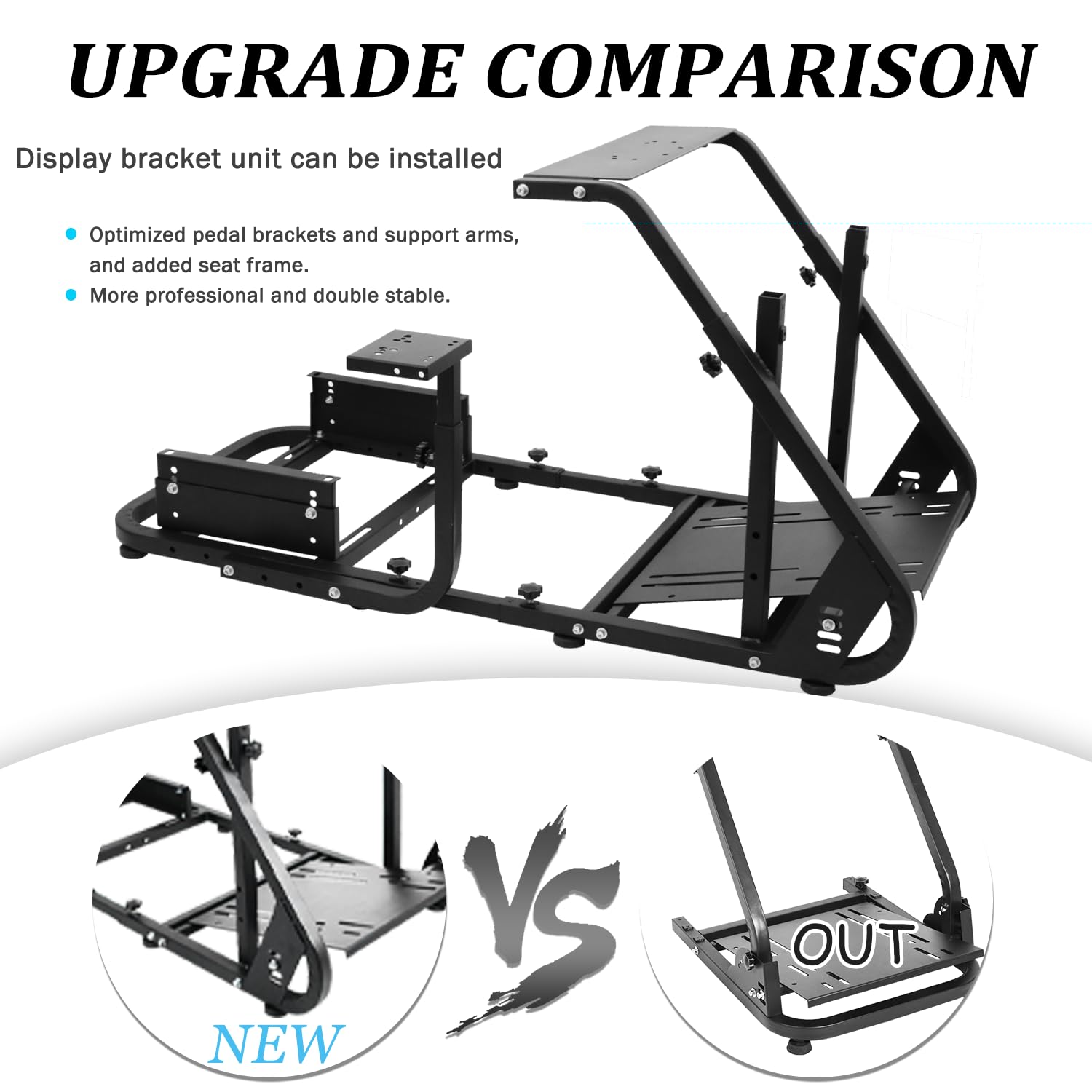 Anman G23 Installable Monitor TV Mount Steering Wheel Stand Fit for Logitech G25 G27 G923,Thrustmaster GPRO T248X T80 T300RS TH8A Fully Adjustable Large Simulator Cockpit,Not Included Electronics
