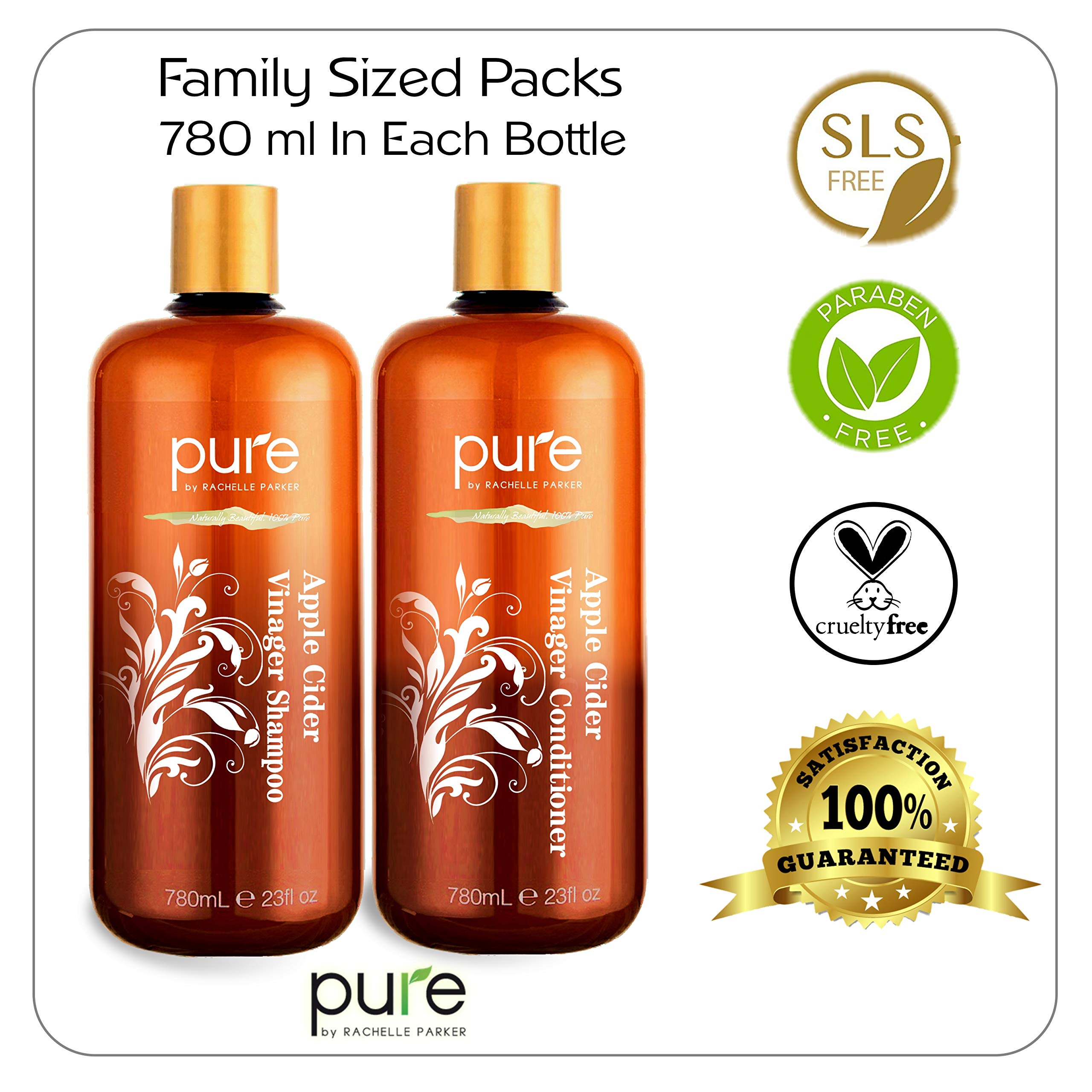 Apple Cider Vinegar Shampoo and Conditioner Set. Sulfate Free Shampoo Conditioner Set for Damaged, Oily Hair. Shampoo & Conditioner Combo Pack to Reduce Dandruff, Frizz, Split Ends,…
