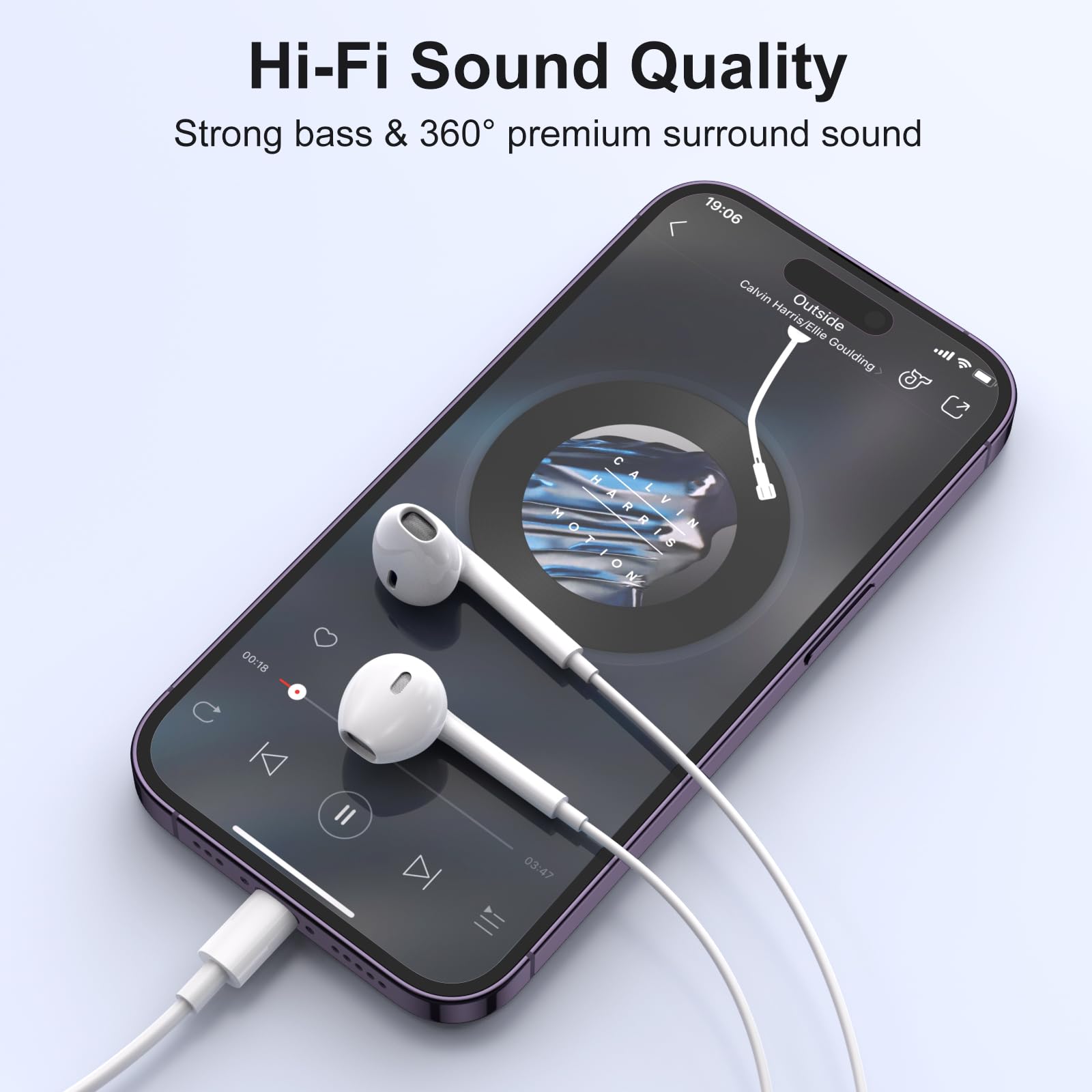2 Pack Wired Earbuds, iPhone Headphones Wired/Earphones with Light-ning Connector [MFi Certified] with Microphone and Volume Control Compatible with iPhone 14/13/12/11/X/8/7-Support All iOS