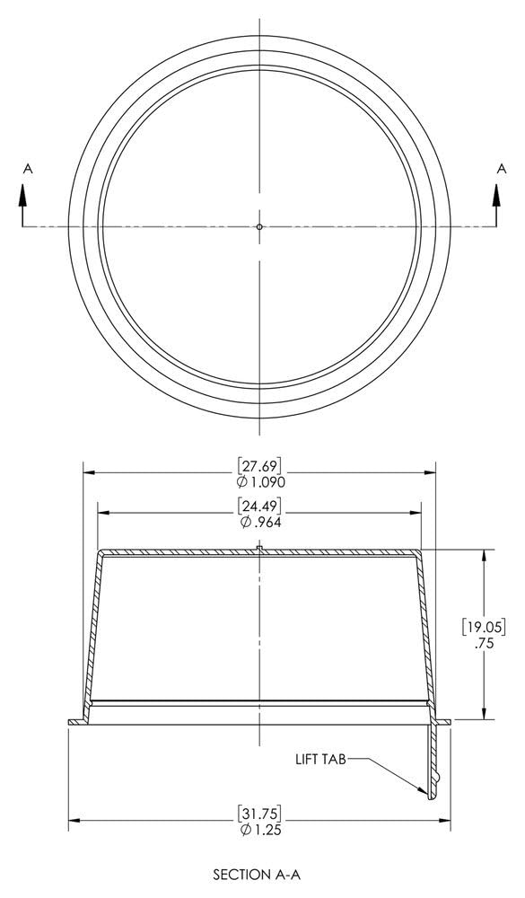 Caplugs 99191120 Plastic Lift Tab Tapered Plug. L-13, PE-LD, Cap OD 1.25" Plug ID 1.090", Red (Pack of 500)