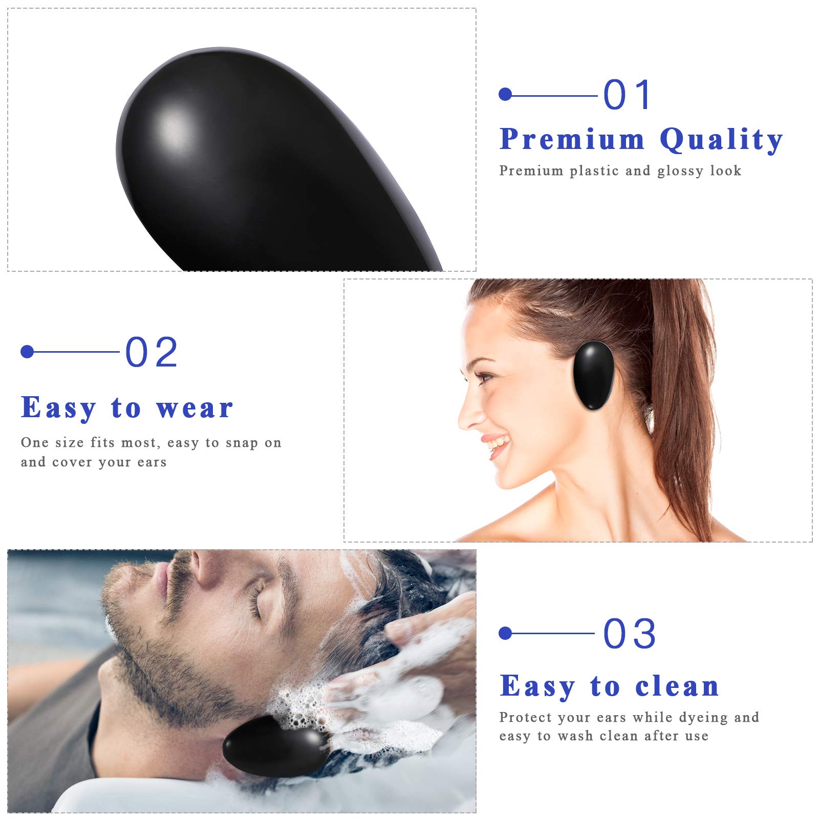 20Pcs Hair Dye Earmuffs Plastic Ear Protectors Waterproof Ear Caps Hair Coloring Ear Covers Ear for Barber Home Shower