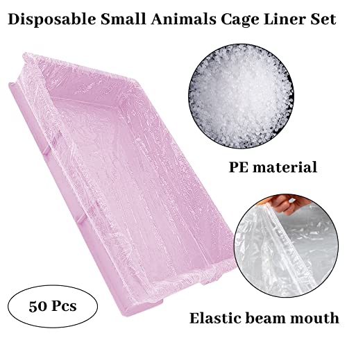 BNOSDM 50 PCS Rabbit Cage Liners Disposable Guinea Pig Cage Liner Hamster Tray Liner Plastic Small Animals Bedding Waste & Litter Pan Bag Universal Toilet Film for Bunny Hedgehog Ferret Rat