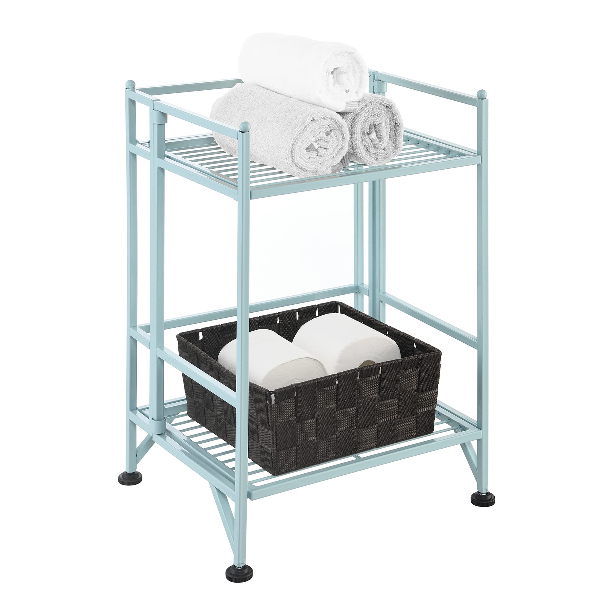 Convenience Concepts Xtra Storage 2 Tier Folding Metal Shelf, Sea Foam