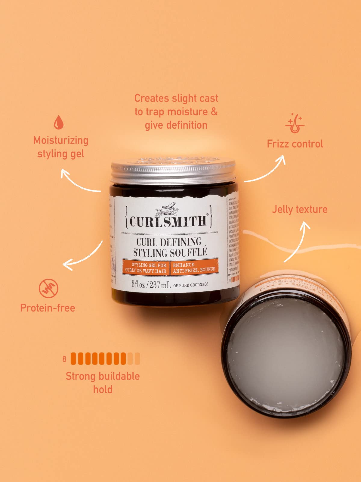CURLSMITH - Curl Defining Styling Soufflé - Vegan Medium Hold Styling Gel for Wavy, Curly and Coily Hair (2oz) Trial or Travel Size