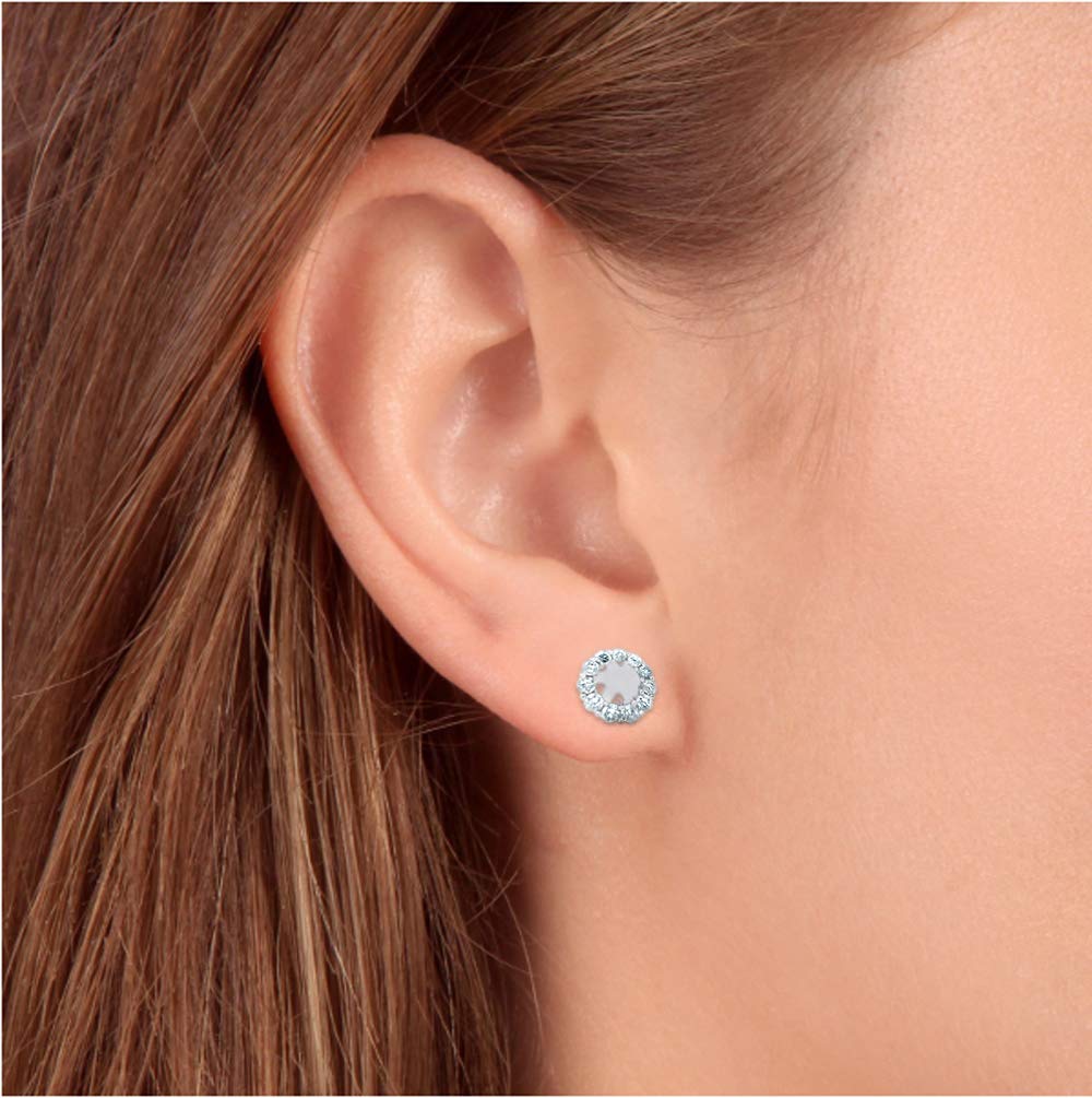 3/8ct Halo Diamond Earring Jackets 14K White Gold (4mm)