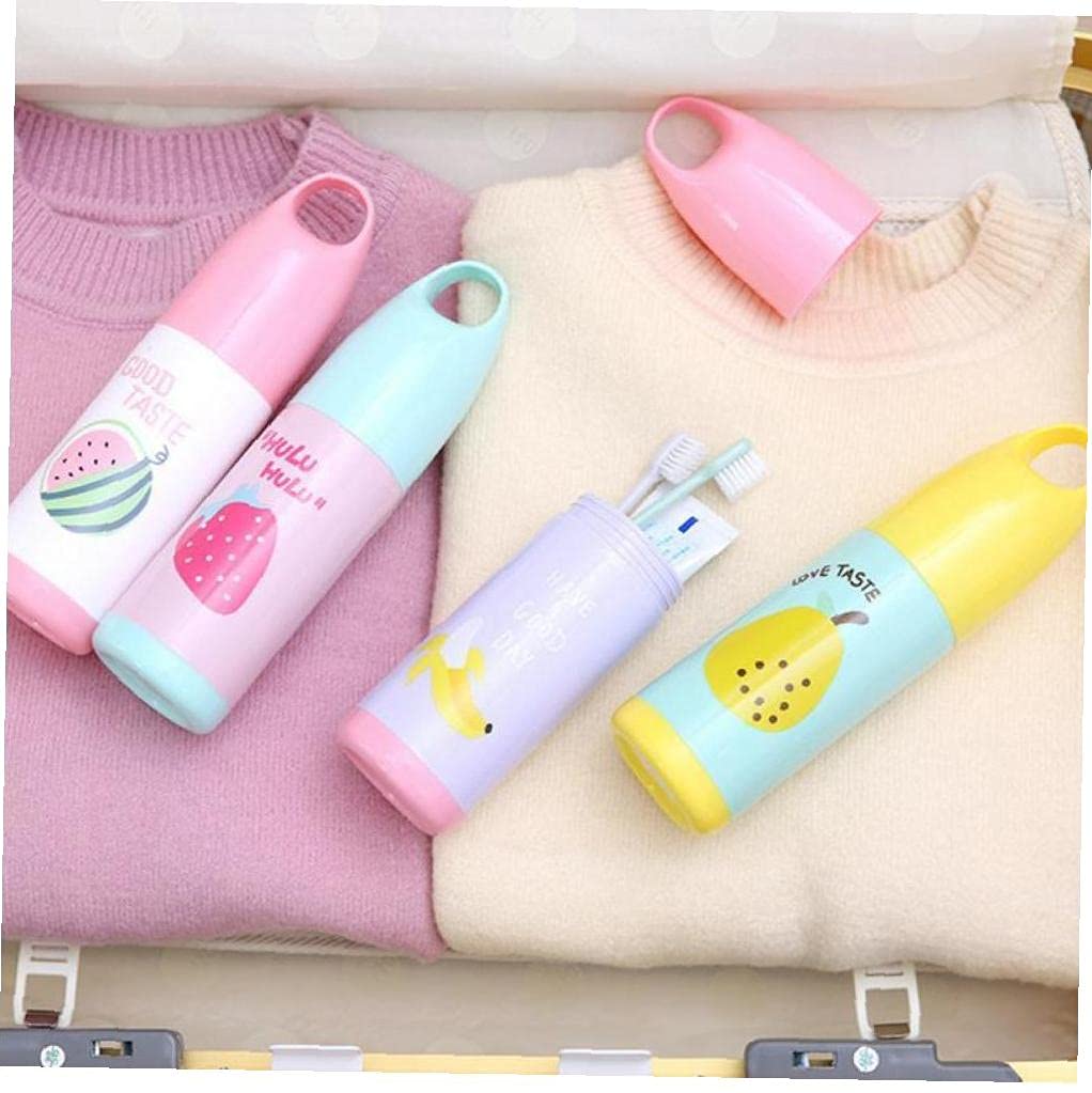 Portable Travel Toothbrush Case, Hard Plastic Dust-proof Toothbrush Container Cartoon Fruits Toothbrush Holde Pink
