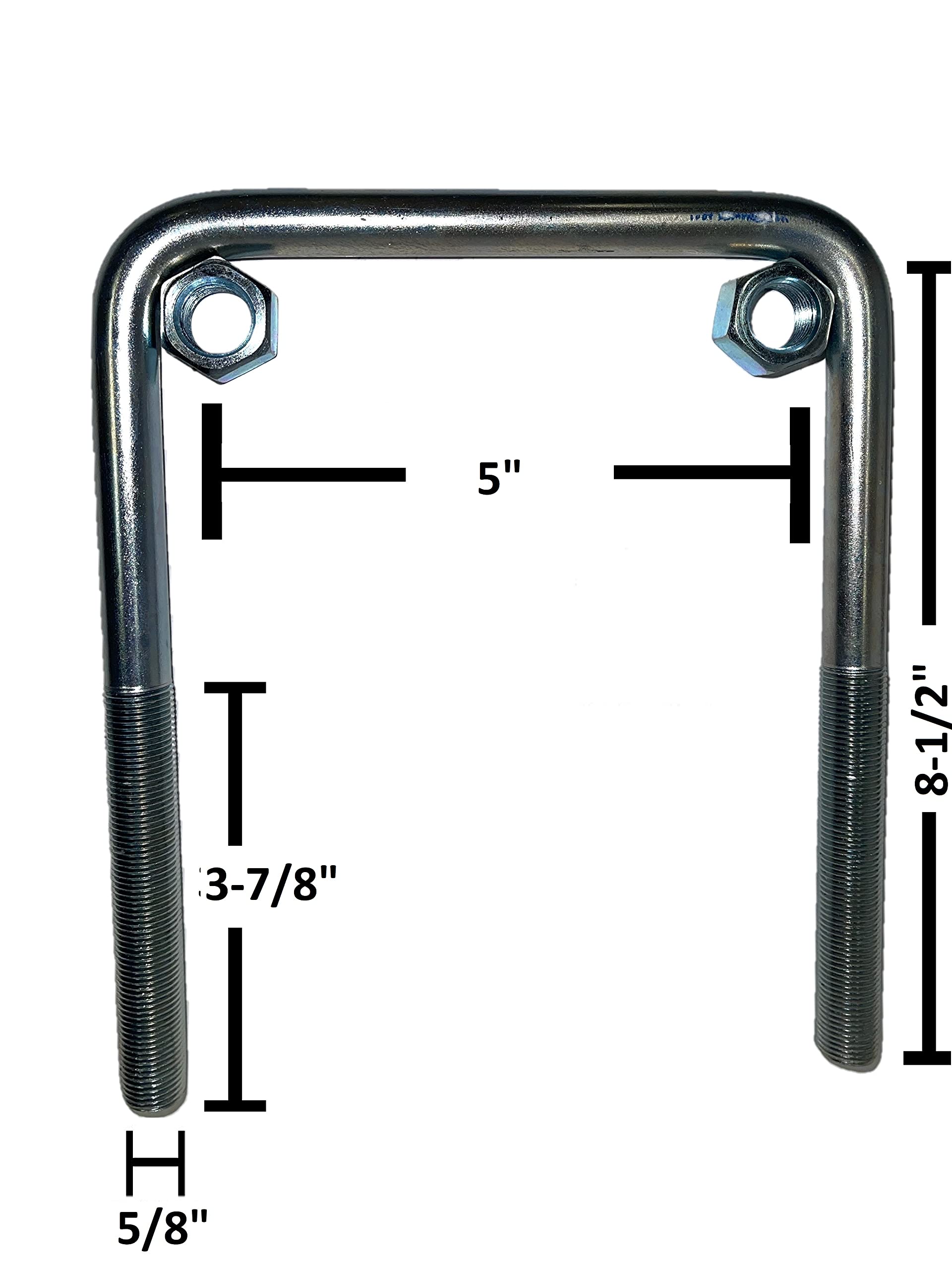 Zinc Plated Square U-Bolt 5/8" Thick x 5" ID x 8-1/2" Long w/Zinc Plated Nuts Farmer Bob's Parts S1070Z