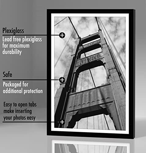 Americanflat 12x18 Picture Frame in Black - Set of 2 - Use as 11x17 Picture Frame with Mat or 12x18 Frame Without Mat - Includes Sawtooth Hanging Hardware for Horizontal or Vertical Display