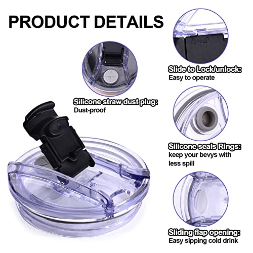 AIERSA 2Pcs Lid Replacement for Stanley Quencher Cup 40 oz Tumbler with Handle, Flip Spill Stopper Lid, Spillproof, Dustproof, Stanley Cup Accessories