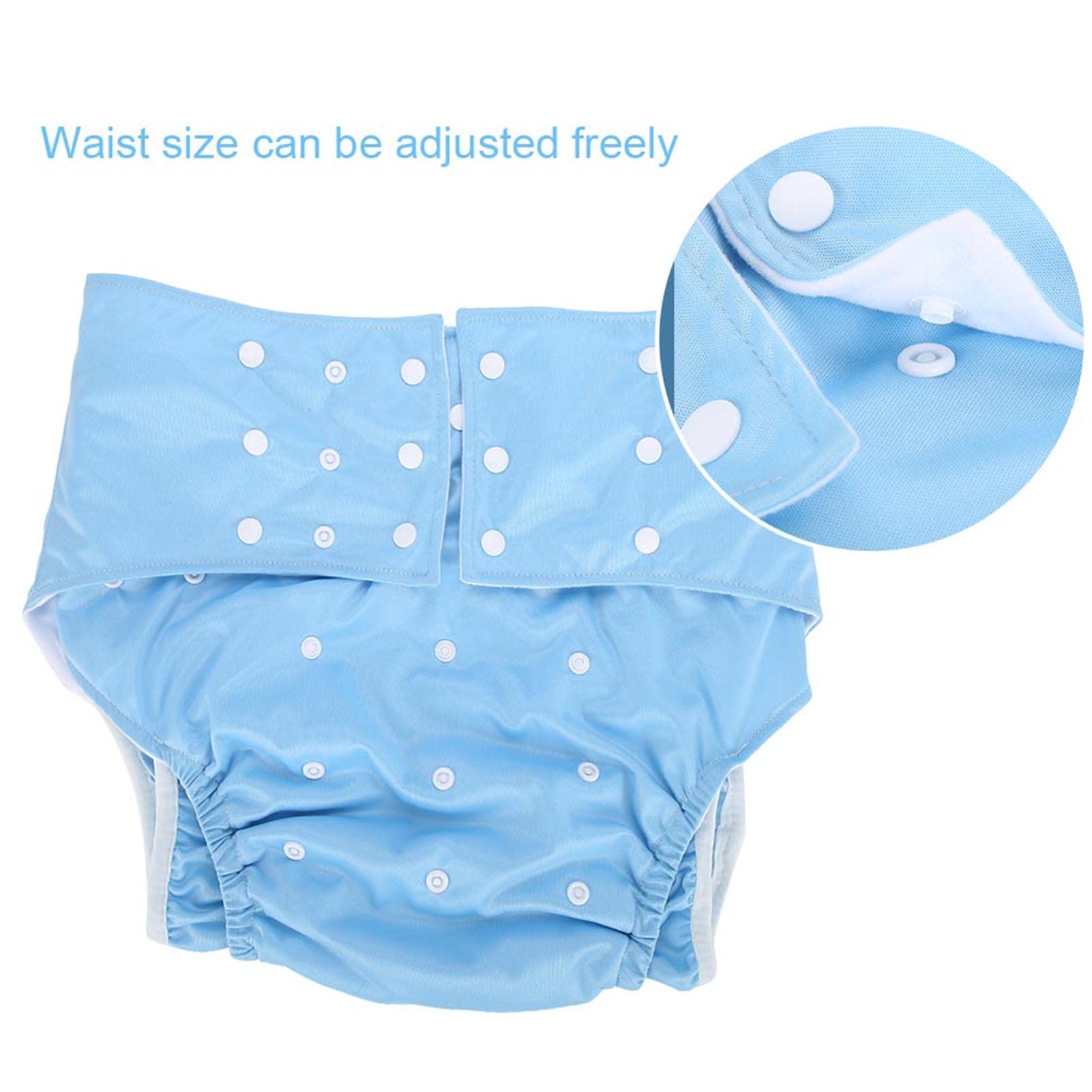 Cloth Diapers for Adults,Adult Pocket Diaper, Fleece Cloth AdjustableNappy Pant Prevent Side Leakage Washable Reusable Diaper Pants for Incontinence Care (Light Blue)