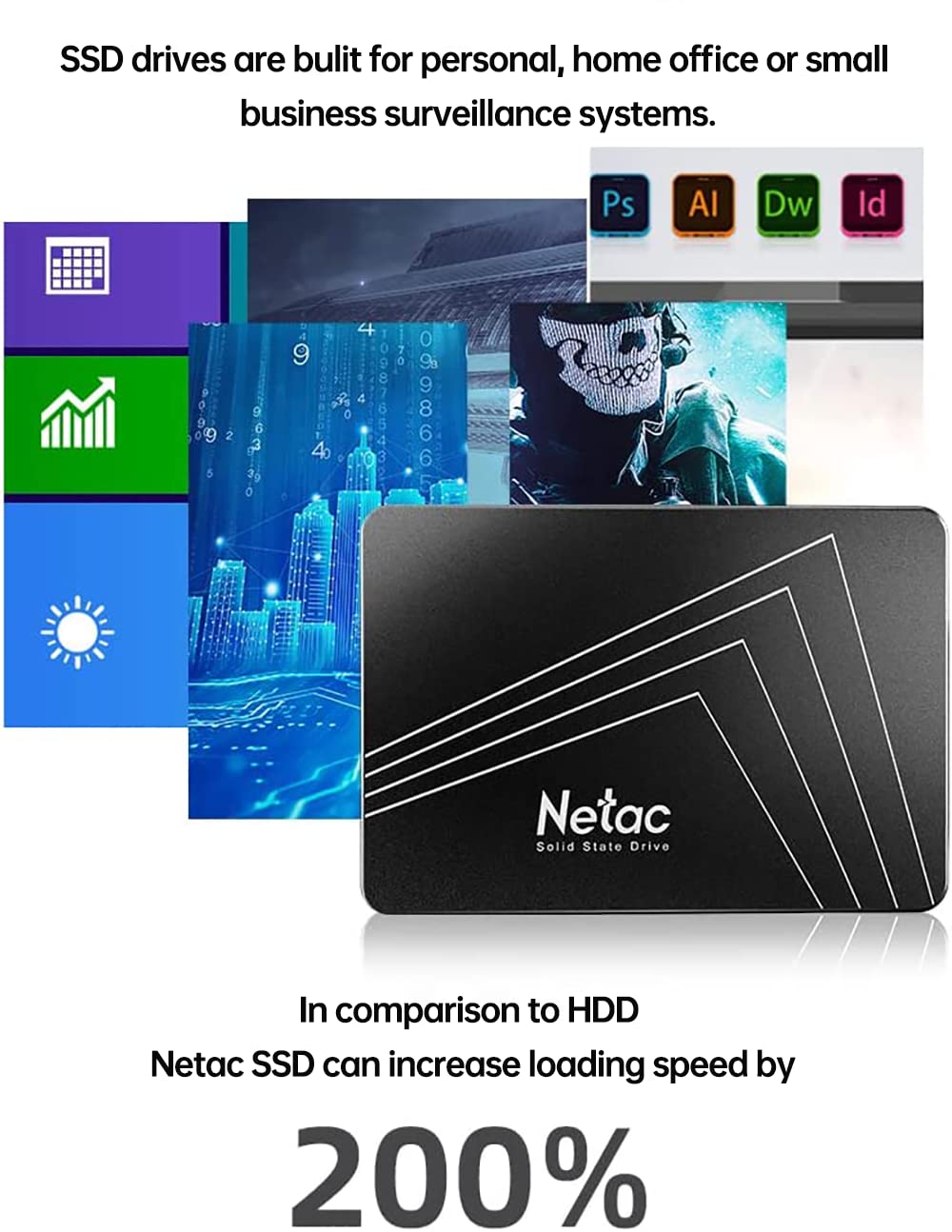 Netac SSD 240GB Internal Solid State Drive Hard Drive Up to 510 MB/s SATA SSD 2.5 Inch SATAIII 6Gb/s, Easy to Install, Notebook Tablet Desktop PC - 240GB
