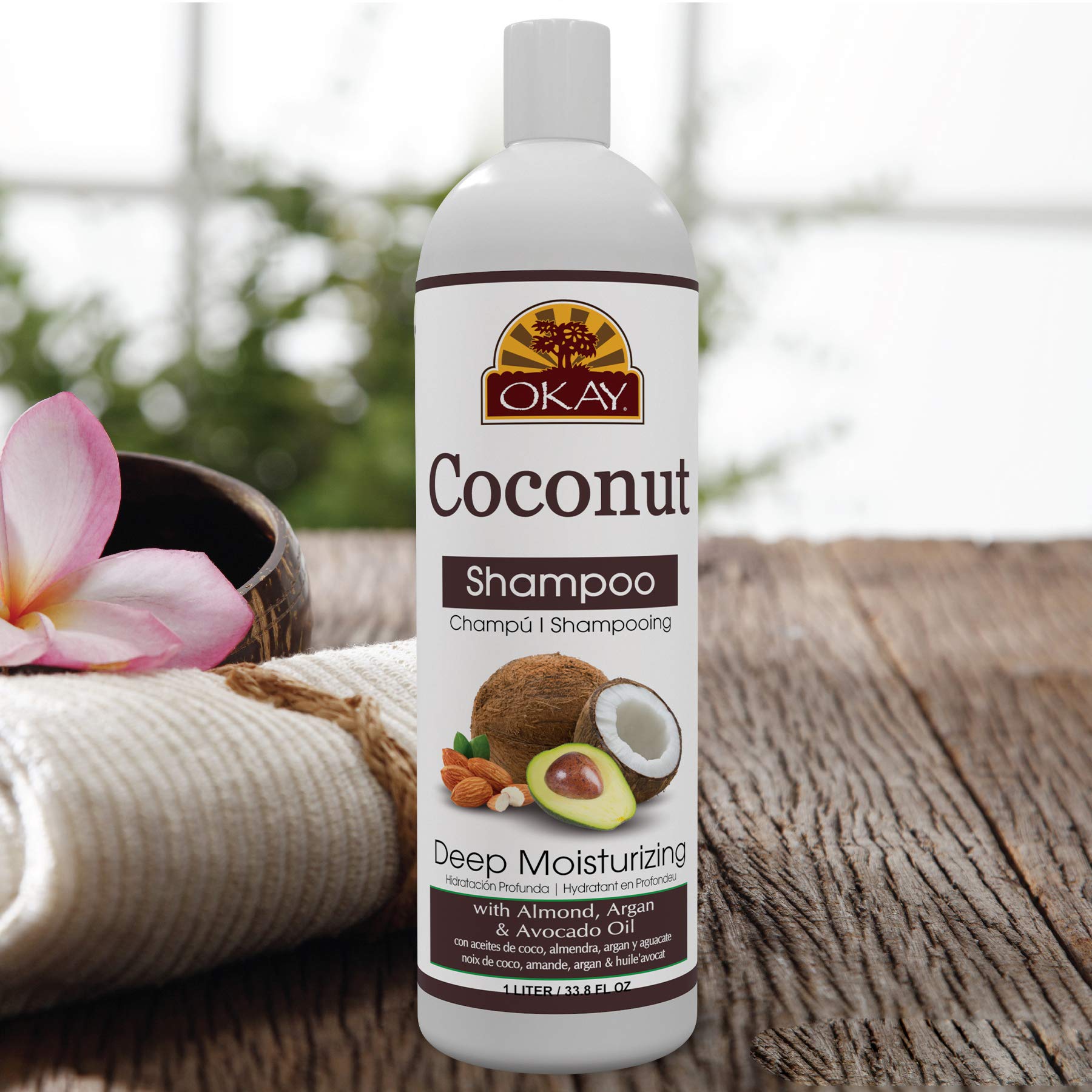 OKAY Coconut Deep Moisturizing Shampoo Helps Replenish Moisture And Elasticity For Healthy Strong Hair Sulfate,Silicone,Paraben Free For All Hair Types and Textures Made in USA 12oz