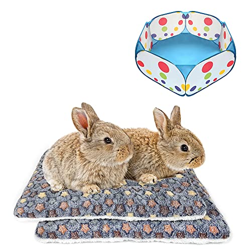 Amakunft 2 Pcs Large Guinea Pig Bed Mat, Rabbit Sleep Bed, 17.7x13.7x2 Inches, Small Animal Playpen for Bunny/Chinchilla/Hedgehog