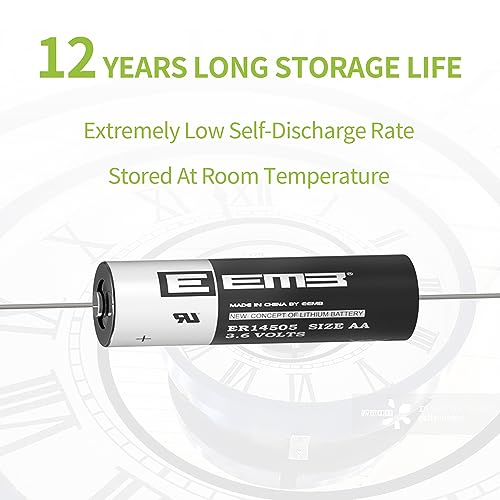 EEMB 100Pack ER14505 AA 3.6V Lithium Battery with AX Solder Tabs Li-SOCL₂ Non-Rechargeable Battery SB-AA11 LS14500 TL-5903 SL-360 S7-400 ER14500 for Chip Board/Sensor/Backup Power Supply/PLC Battery