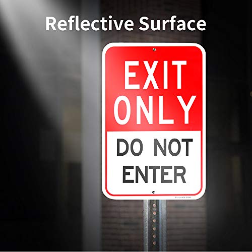 2-Pack Large Exit Only Do Not Enter Sign, 18"x 12" .04" Aluminum Reflective Sign Rust Free Aluminum-UV Protected and Weatherproof