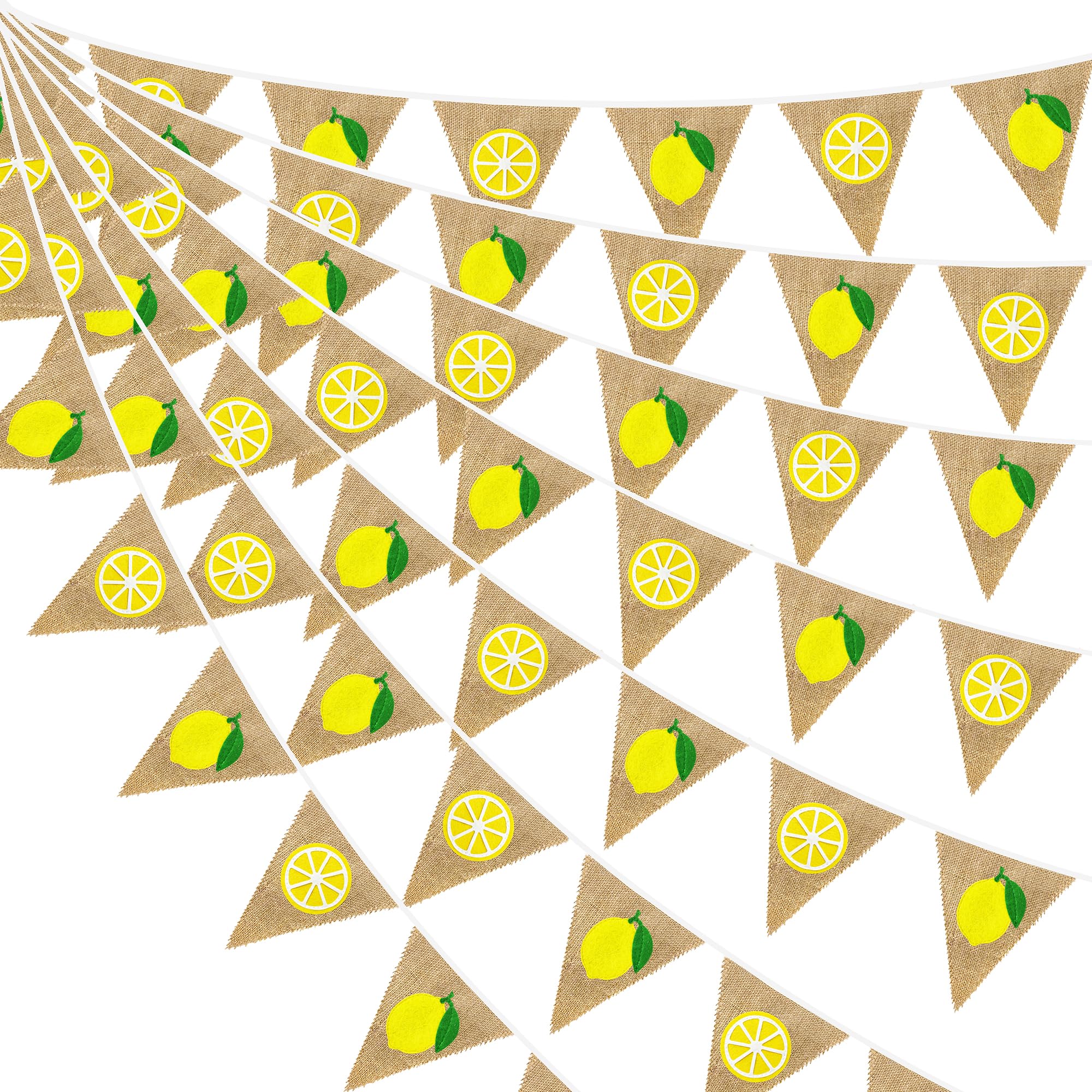 24Ft Lemon Burlap Banner Lemon Burlap Pennant Triangle Flag Garland Streamers Vintage Fireplace Wall Decor for Summer Lemonade Party Happy Lemon Day Rustic Birthday Baby Bridal Shower Decorations