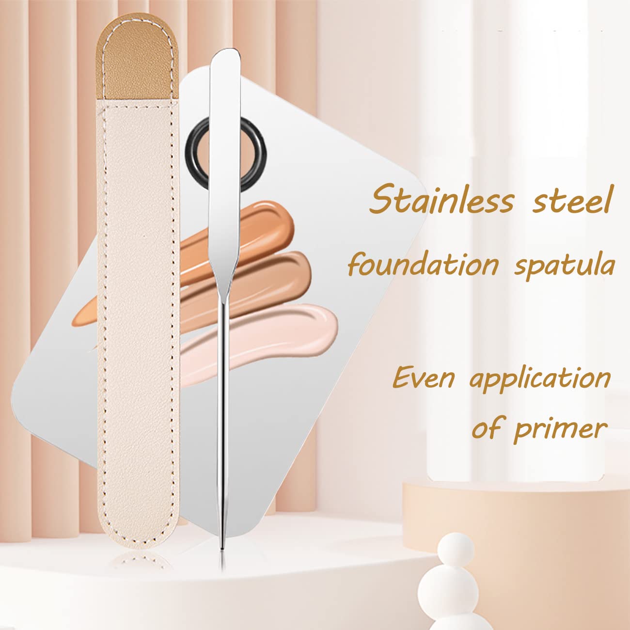 3 Pcs Foundation Spatula, Makeup Spatula Long Facial Mixing Stick, Stainless Steel Foundation Spatula, Make Up Spatula Tool for Makeup Artist Professional Facial Makeup Tools