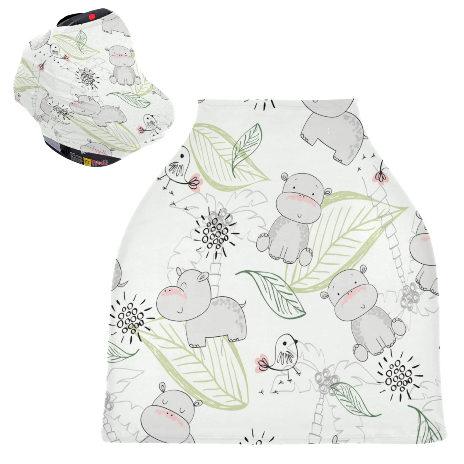 Nursing Cover Breastfeeding Scarf Leaves and Hippos- Baby Car Seat Covers, Stroller Cover, Carseat Canopy(8rh3a1)