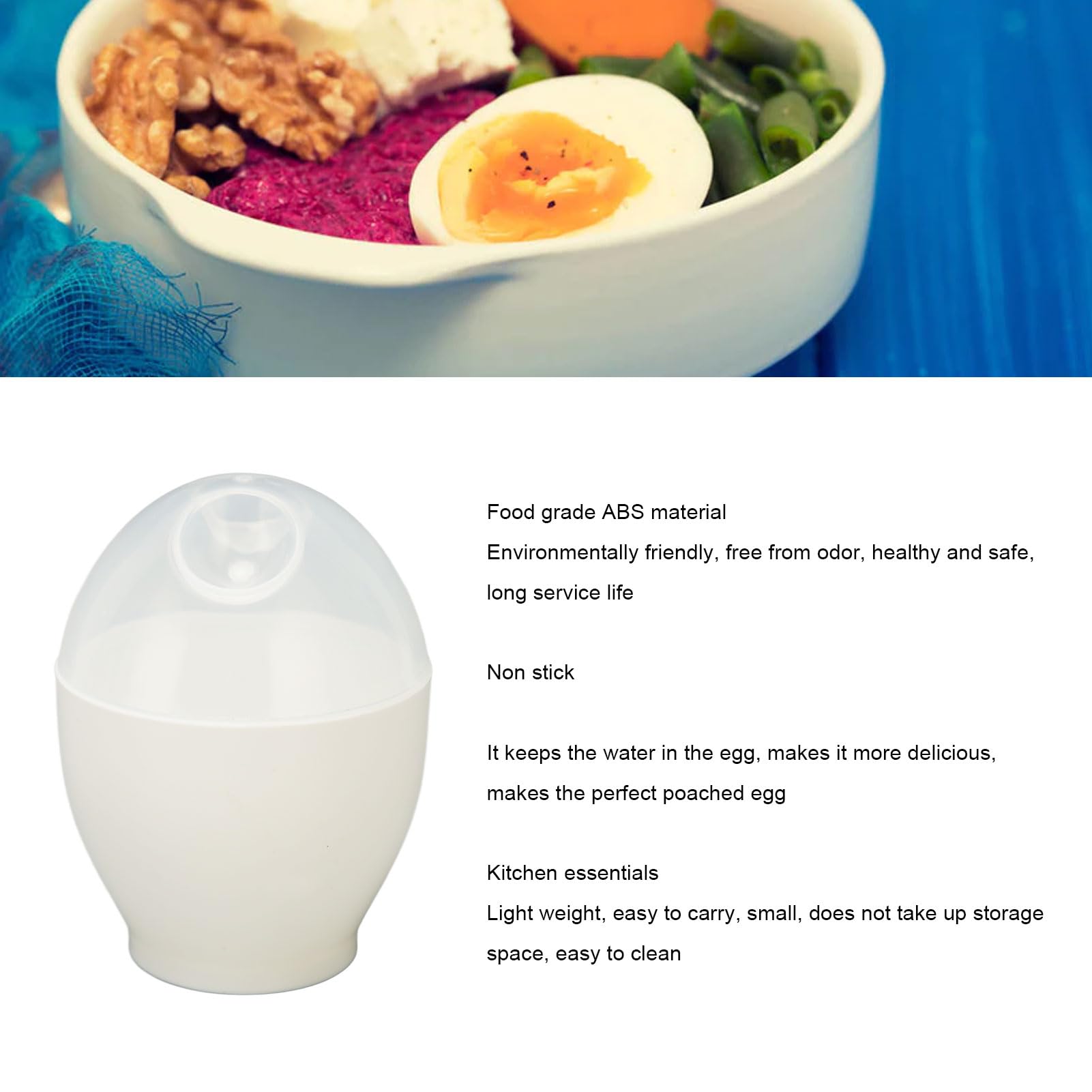 2PCS Microwave Egg Cooker, Non Stick Safety Material, 1 Minute Microwave Poached Egg Maker Kitchen Cooking Tools