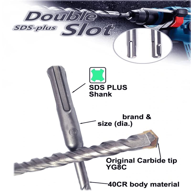 SDS Plus Hammer Drill Bit 10Pcs 3/8 in. x 8 in. Masonry Concrete Rock Drill Bit