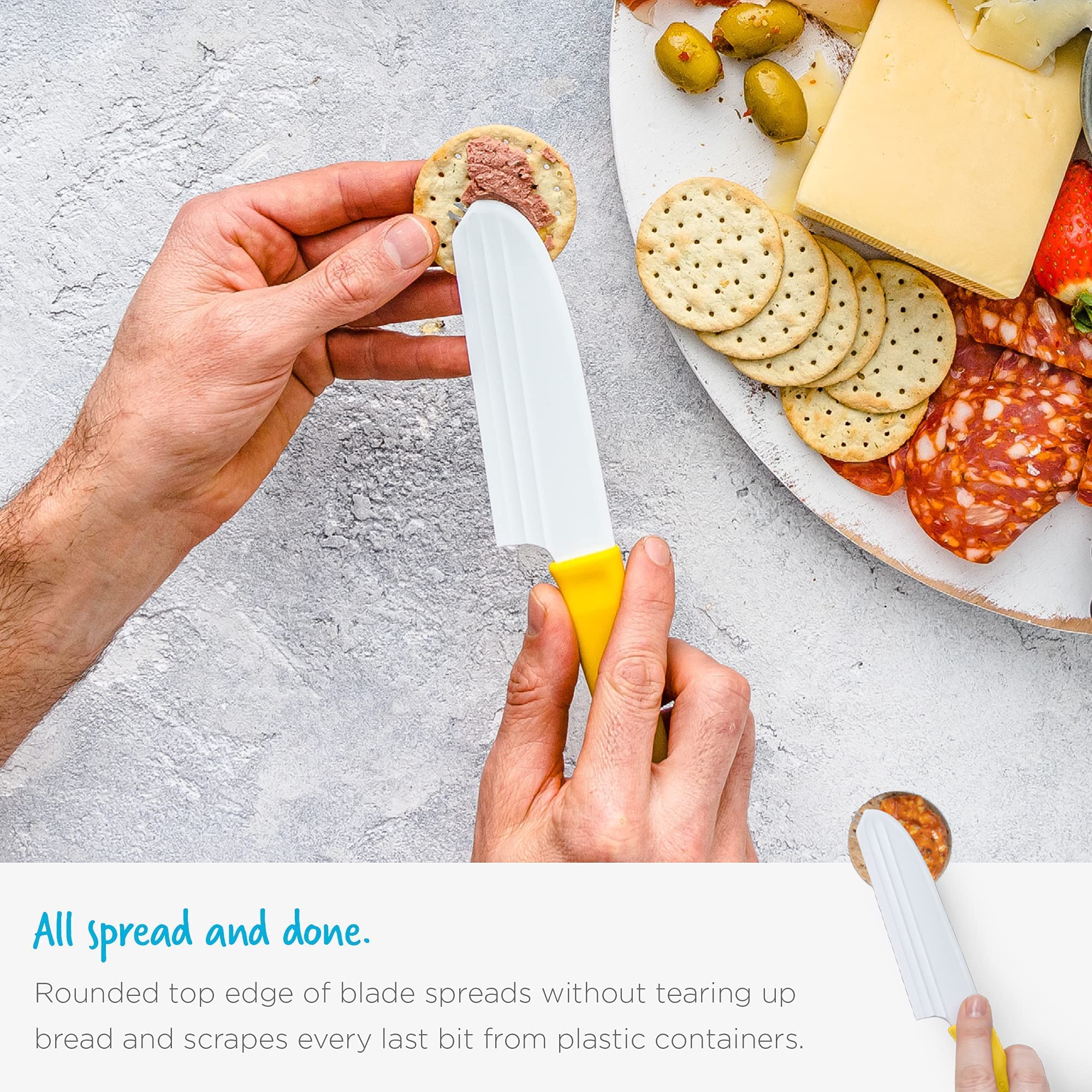Dreamfarm Knibble Lite 3-in-1 Non-Stick Cheese Knife for Charcuterie, Slicing, Spreading, with Built-in Fork to Serve & Share Foods - 9" Black