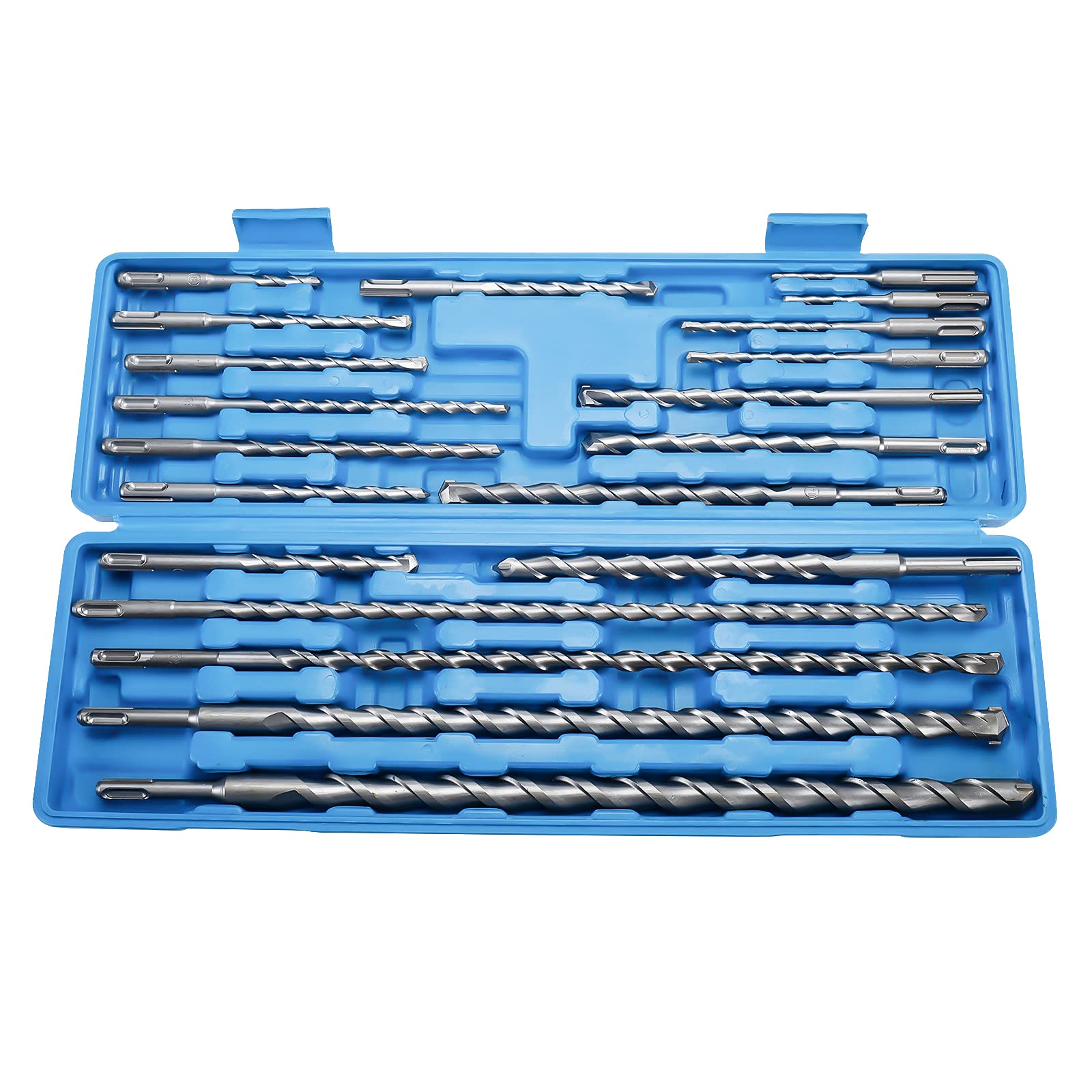SDS Plus Rotary Hammer Drill Bits 20pcs SDS+ Carbide Tip Concrete Masonry Hole Tools with Storage Case Drill Bits Size Range 3/16"~13/16"