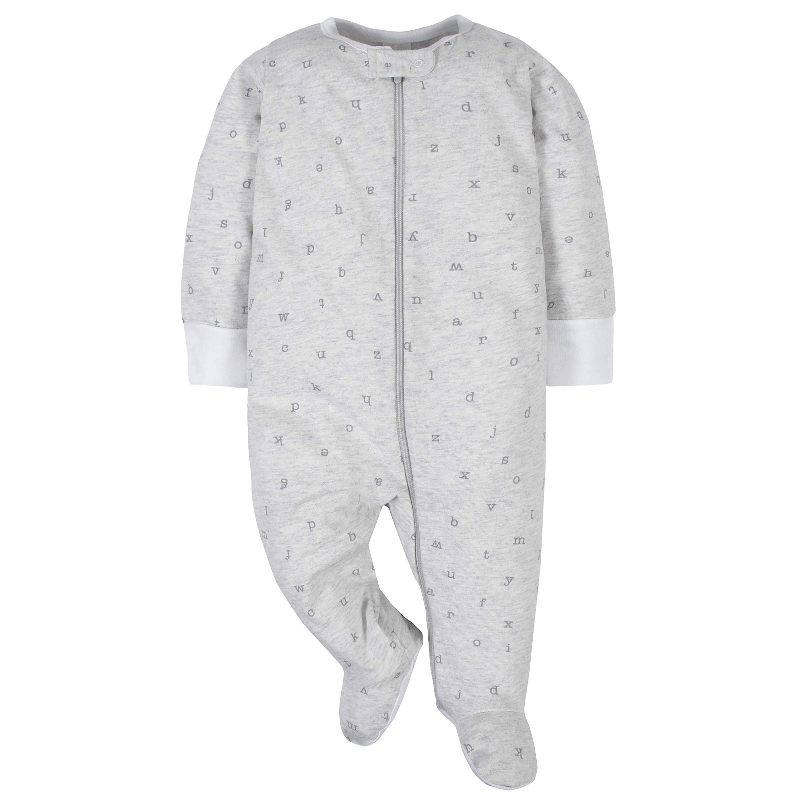 Gerber Unisex Baby 4 Pack Sleep 'N Play Footie Words Grey Newborn