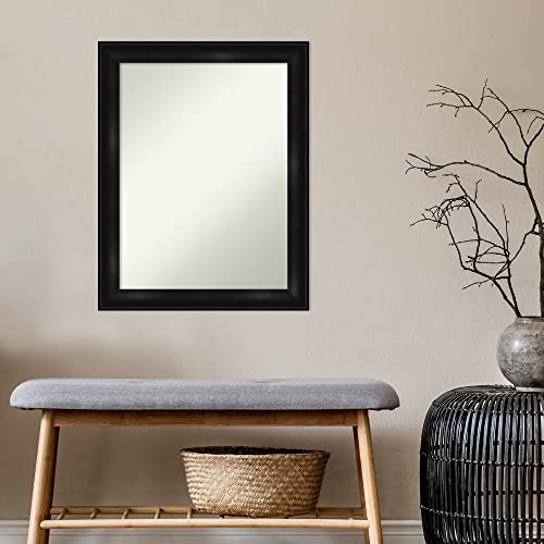 Amanti Art Bathroom Mirror, Grand Black Narrow Wall Mirror for use as Bathroom Vanity Mirror Over Sink (28 x 22 in.) Non-Beveled Mirror, Black Mirror, Casual Mirror from WI, USA