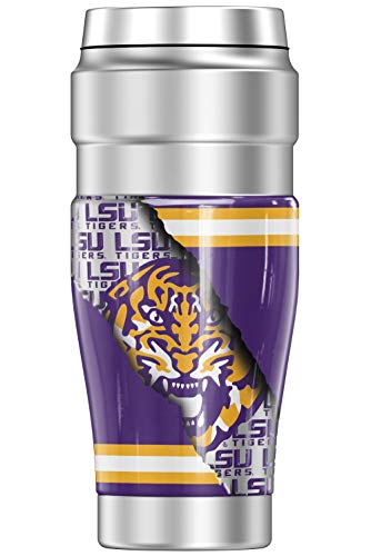 THERMOS LSU Tigers, Torn Tiger STAINLESS KING Stainless Steel Travel Tumbler, Vacuum insulated & Double Wall, 16oz