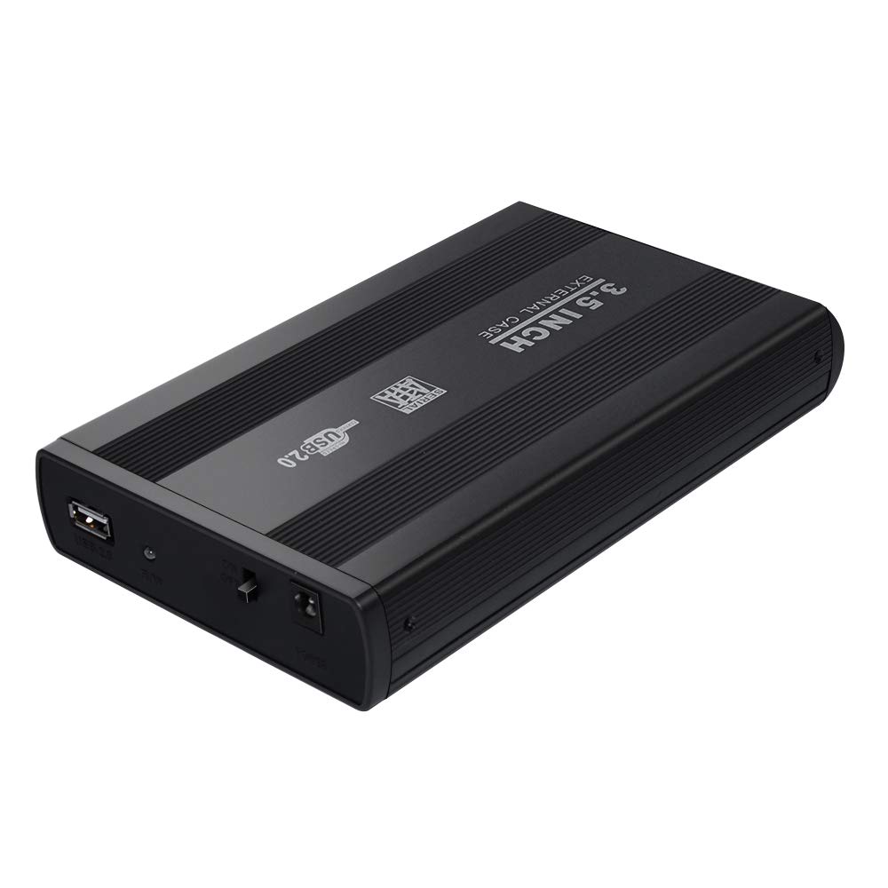3.5 inch HDD External Case USB 2.0 to SATA External 3.5 Hard Drive Enclosure Disk for 3.5 SATA HDD External Storage Box with Aluminum Case (USB2.0-Black)