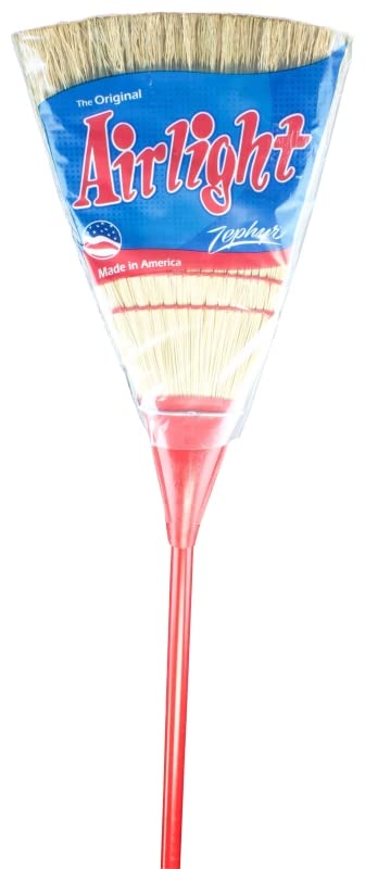 4 Pack-Zephyr Airlight 32150 Broom, Broomcorn Bristle, Wood Handle