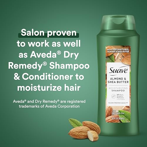 Suave Professionals Moisturizing Shampoo for Dry Hair Almond and Shea Butter Paraben-free and Dye-free 28 oz, Pack of 4