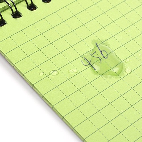 CUGBO 10 Pack Waterproof Notebook, All-Weather Pocket Sized Tactical Notepad, Top Spiral Memo Grid Paper Notepad for Outdoor Activities Recording(Army Green,3.2"x5.5")