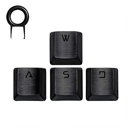 Hallsen Metal Keycaps Mechanical Gaming Keyboard WASD Keycaps for FPS & MOBA, Upgraded Stainless Steel Custom 60% Keycaps Kit with Key Puller for Mechanical Keyboard Cherry Mx Switches (Black)