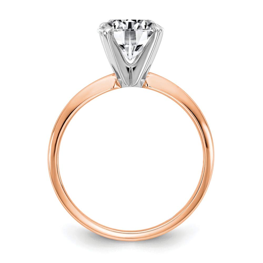 14k Rose Gold 1.75ct. 7.5mm Moissanite Solitaire Engagement Ring Size 5