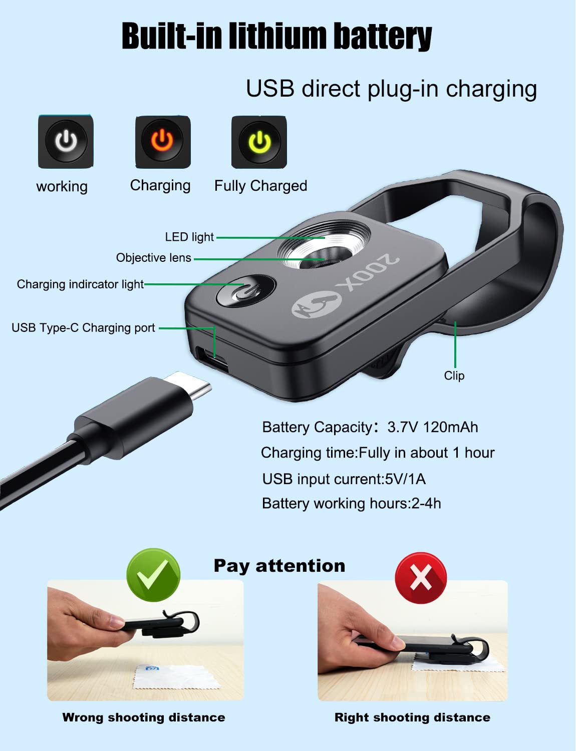 200X Phone Microscope with LED Light, Microscope with Universal Phone Clip Compatible with iPhone/Andriod Phone,The Best Portable Microscope to Enjoy Microworld for Kids and Adults. (White)